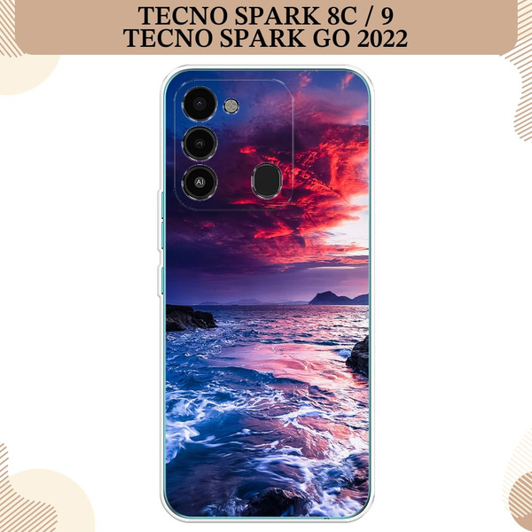 Силиконовый чехол на Tecno Spark Go 2022 8С 9 Текно Спарк Гоу 2022 8С 9 Волны 1 купить на