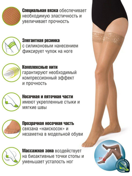 Чулки компрессионные B.Well бежевый, 1 класс компрессии - купить с ...