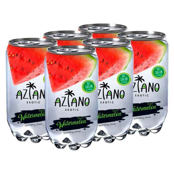 Газированный напиток Aziano со вкусом арбуза (Китай), 350 мл (6 шт ...