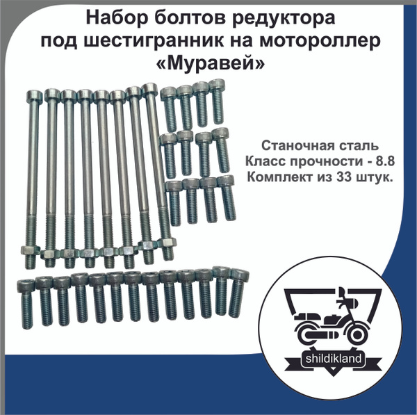 Набор болтов редуктора под шестигранник на мотороллер "Муравей ...