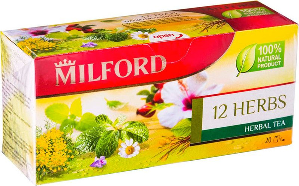 Чай Milford 12 трав травяной в пакетиках, 20х2.25г - купить с доставкой ...