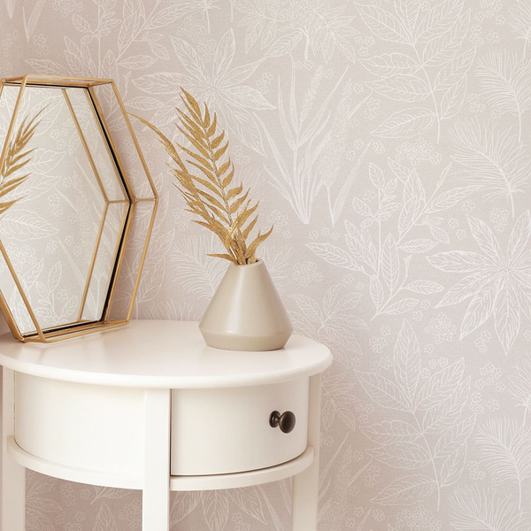 Обои "Botanicus", листья белые на бежевом, 1,06 х 10 м (Erismann, арт. 123-106-42) - купить по ...
