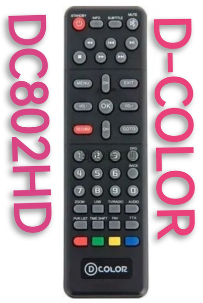 Пульт ДУ HUAYU Пульт DC802HD для DVB-T2 приставки (ресивера) D-COLOR ...