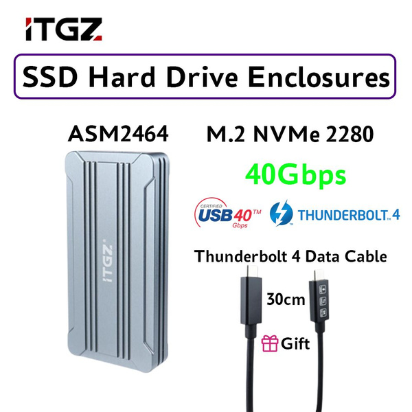 до 4 ТБ ITGZ ITT12-U098 ASM2464 USB4/Thunderbolt4 40Gbps M.2 NVMe 2280 Корпус для SSD-накопителя ...