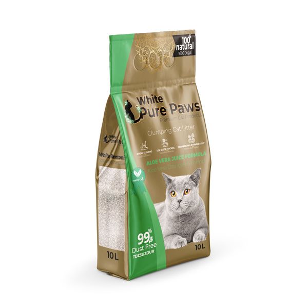 White Pure Paws Наполнитель Глиняный Комкующийся Алоэ-вера 8500г ...