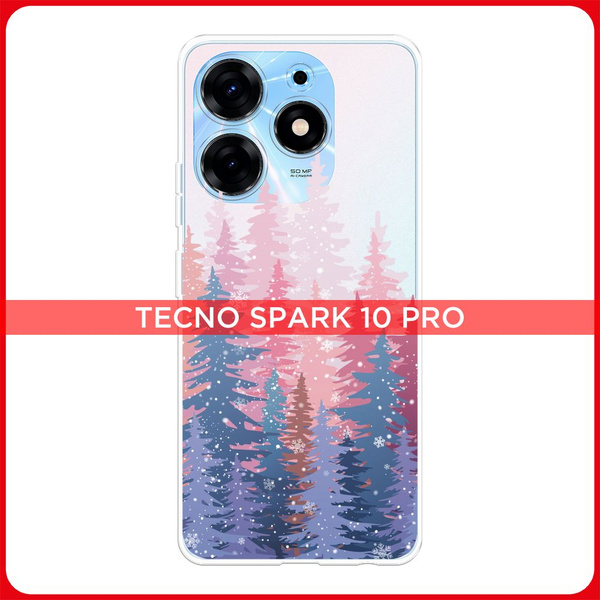 Силиконовый чехол на Tecno Spark 10 Pro Текно Спарк 10 Про Цветные деревья прозрачный