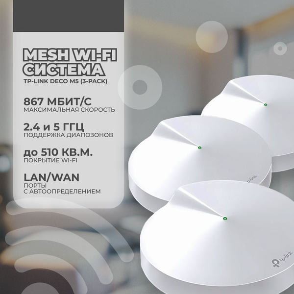 Wi-Fi MESH-система TP-Link DECO M5(3-PACK), белый, 2.4 ГГц купить по низкой цене с доставкой в ...