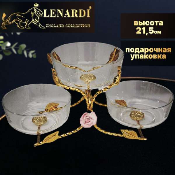 Менажница на ножке 18 см. Коллекция "Империя". Lenardi. Стекло - купить с доставкой по выгодным ...