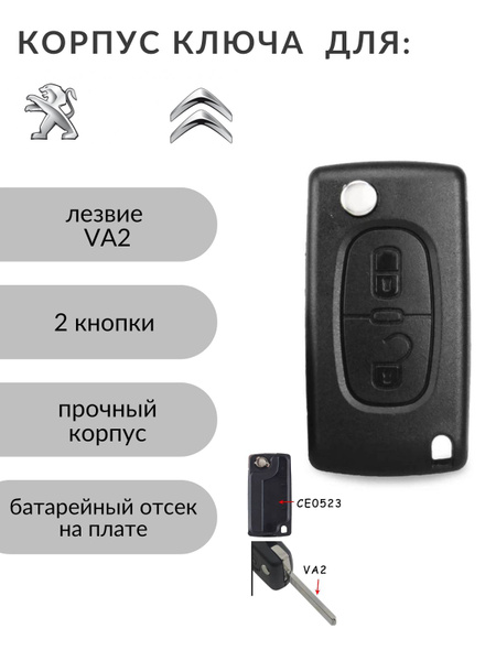 Корпус ключа зажигания Peugeot Citroen 308 c4 208 408 307 c3 picasso ...
