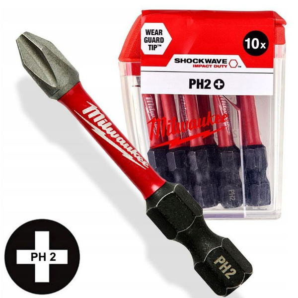 Бита Milwaukee Биты для шуруповерта SHOCKWAVE IMPACT DUTY PH2 X 50mm ...