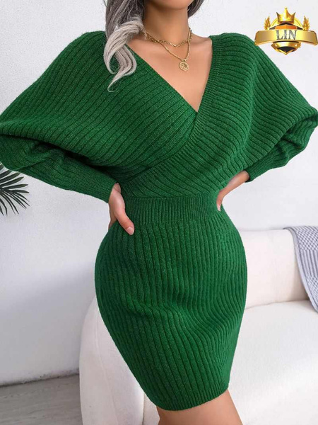 Облегающее платье в рубчик с юбкой плиссе и длинным рукавом-FFY Туризм ...