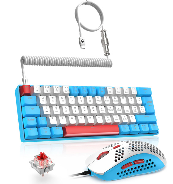 Проводная игровая клавиатура и мышь ATTACK SHARK, гибкий кабель USB C ...