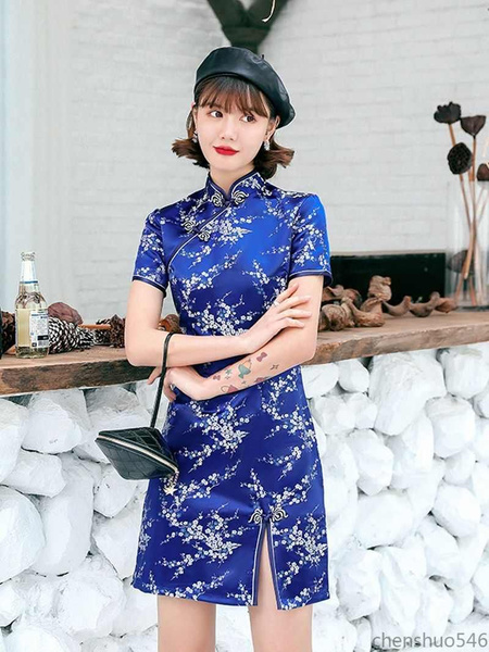 Китайская женская юбка, традиционный чонсам, короткие платья для ...