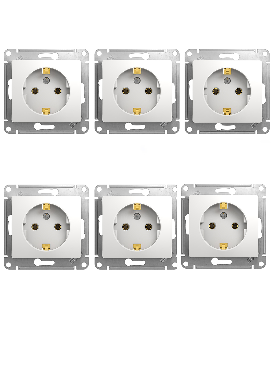 Евророзетка одинарная с заземлением Schneider Electric Glossa, 16А ...