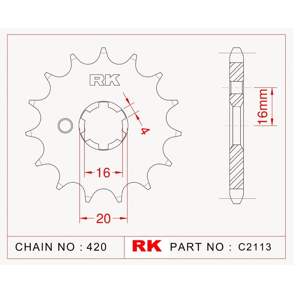 Звезда для мотоцикла ведущая RK Chains C2113-14 - купить по низким ...