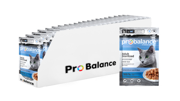 Probalance Sterilized ПАУЧ для Стерилизованных кошек и Кастрированных котов 85г х 25 штук в ...