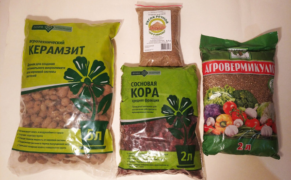 Набор 4 в 1 "Керамзит + Агровермикулит + Песок речной + Кора сосновая ...