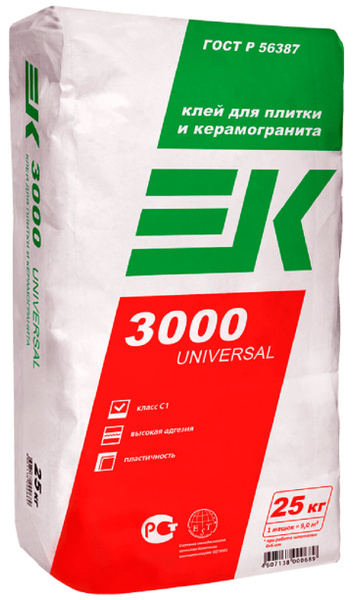 Клей для плитки EK и керамогранита 3000 UNIVERSAL, 24 кг купить по ...