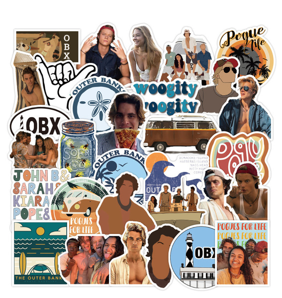 Наклейки Внешние отмели Outer Bank водостойкие 50шт 4 7см купить с доставкой по выгодным