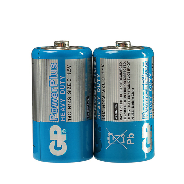 GP, Батарейка солевая, PowerPlus Heavy Duty, C, R14-2S, 1.5В, 2 спайки ...