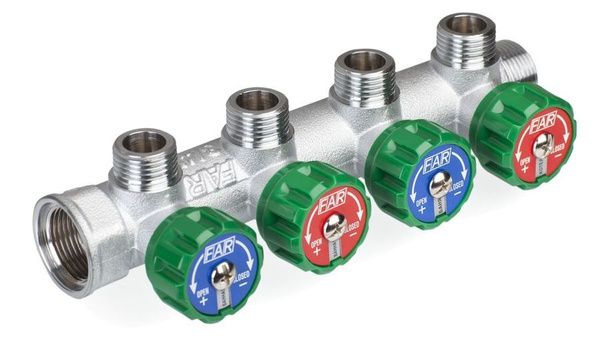 Регулирующий коллектор плоское уплотнение 3/4 x 4 выхода FAR FK 3824 ...