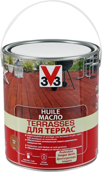 V33 Масло для дерева 2.5 л., Тик/матовый - купить с доставкой по ...