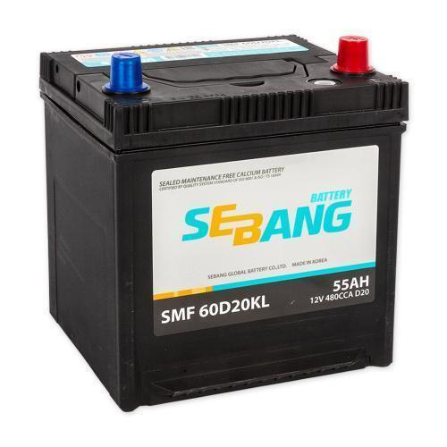 Аккумулятор автомобильный Sebang 60D20KL 55 A.ч. Обратная полярность ...