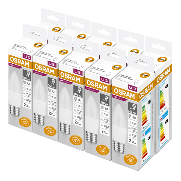Светодиодная Лампочка OSRAM E27 Свеча 560 Лм 4000 К - купить в интернет магазине OZON (416589738)