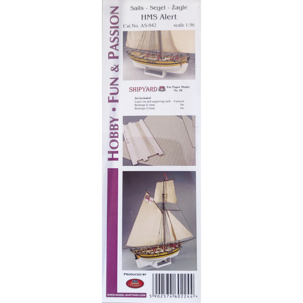 Паруса для бумажной модели HMS Alert, М.1:96, Shipyard (Польша ...