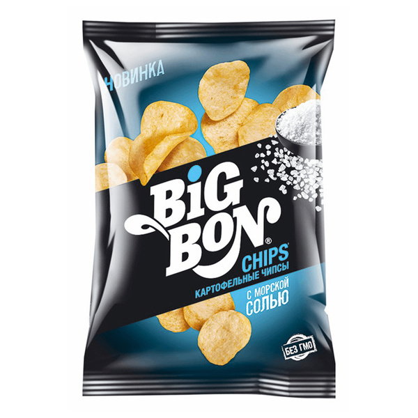 Чипсы Big Bon с морской солью 75гр 9шт - купить с доставкой по выгодным ...