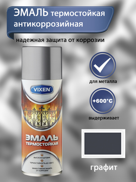 Эмаль Vixen Термостойкая Антикоррозийная Быстросохнущая, Алкидная ...