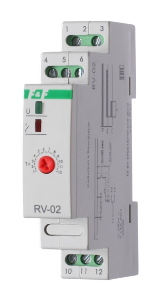 Реле времени RV-02, F&F, 230В, 16А, IP20 /С задержкой выключения, 2 ...