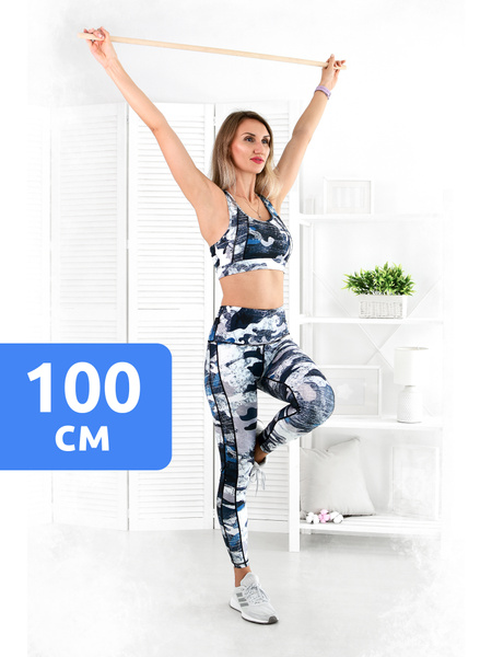 Гимнастическая палка деревянная для фитнеса 100 см MEGA TOYS бодибар ...