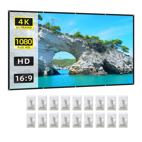 150-дюймовый экран проектора 4K Складная портативная двухсторонняя ...