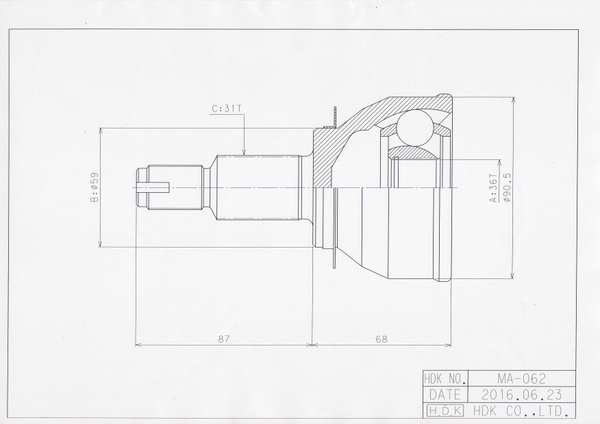 HDK MA062 Шрус привода HDK - hdk арт. MA062 - купить по выгодной цене в ...
