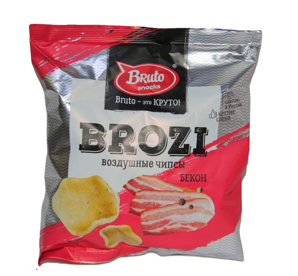 Bruto Brozi Чипсы картофельные воздушные "БЕКОН", 5 упаковок по 60 ...