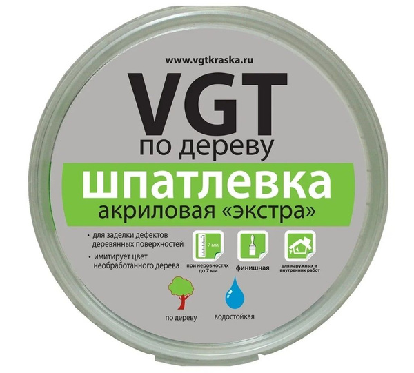 Шпатлевка VGT акриловая по дереву "экстра", белый, 0.3 кг купить по ...