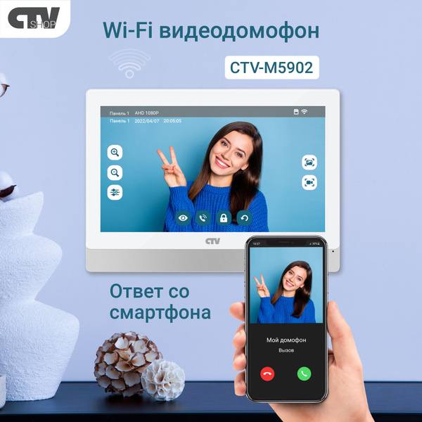Видеодомофон CTV CTV-M5902, 1024x600 купить по низким ценам в интернет-магазине OZON (1707164041)