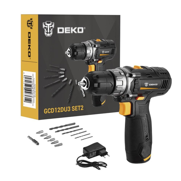 DEKO Аккумуляторная дрель-шуруповерт GCD12DU3 SET2 FU-Li-Ion + оснастка ...