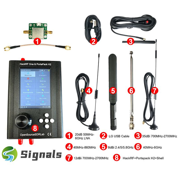 Portapack h2 sdr приёмник hackrf one с набором антенн , с внешним ...