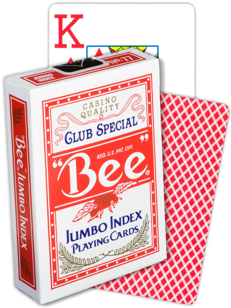 Bee Jumbo Index №77 (Red), игральные карты BEE без пчёл на рубашке ...