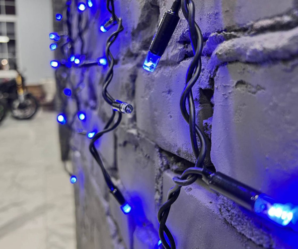 Гирлянда Бахрома уличная 15 метров IP65 500 LED мерцающая (Синяя ...