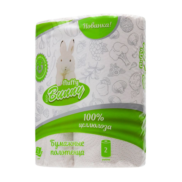 BUNNY Полотенце бумажное 2 слойное 2 рулона Белое купить на OZON по ...