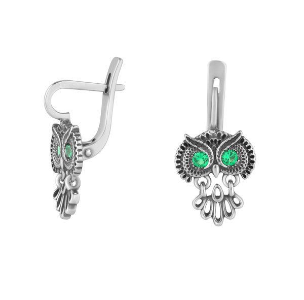 Серебряный каприз, серьги сова, серебро 925 - купить с доставкой по ...