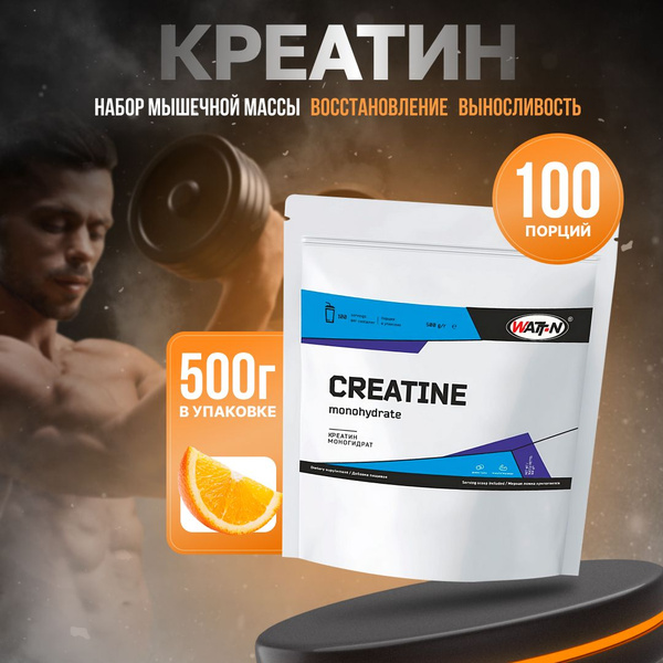 WATT NUTRITION, Creatine Monohydrate/Креатин моногидрат, Апельсин, 500 ...