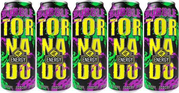 Напиток энергетический Tornado Energy Bubble, комплект: 5 упаковок по 450 мл - купить с ...