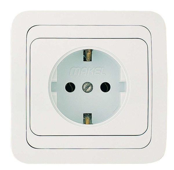 Розетка 1-м СП Mimoza 16А IP20 с заземл. пластик. основ. бел./бел. Makel 12028 купить на OZON по ...