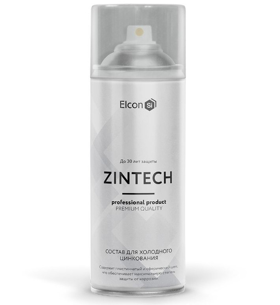 Грунт-эмаль Elcon Цинконаполненная Zintech Быстросохнущая, Цинковая, Полуматовое покрытие, серый ...