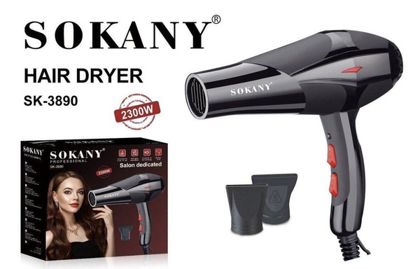 Фен для волос SOKANY SK-3890, черный - купить по выгодным ценам в интернет-магазине OZON (968027356)