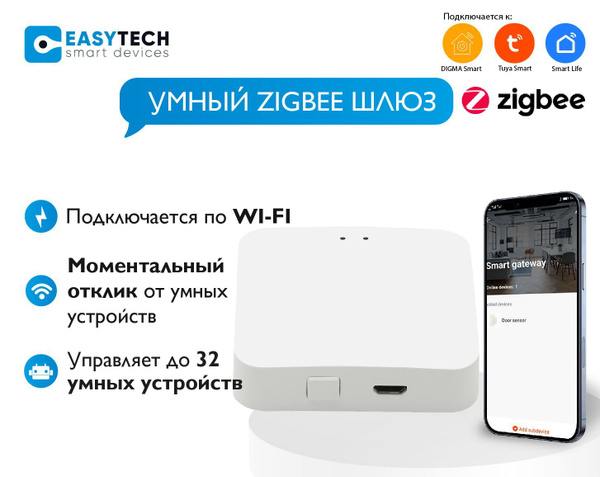 Беспроводной сетевой шлюз Tuya ZigBee 3.0 для умного дома хаб usb Wi-Fi ...